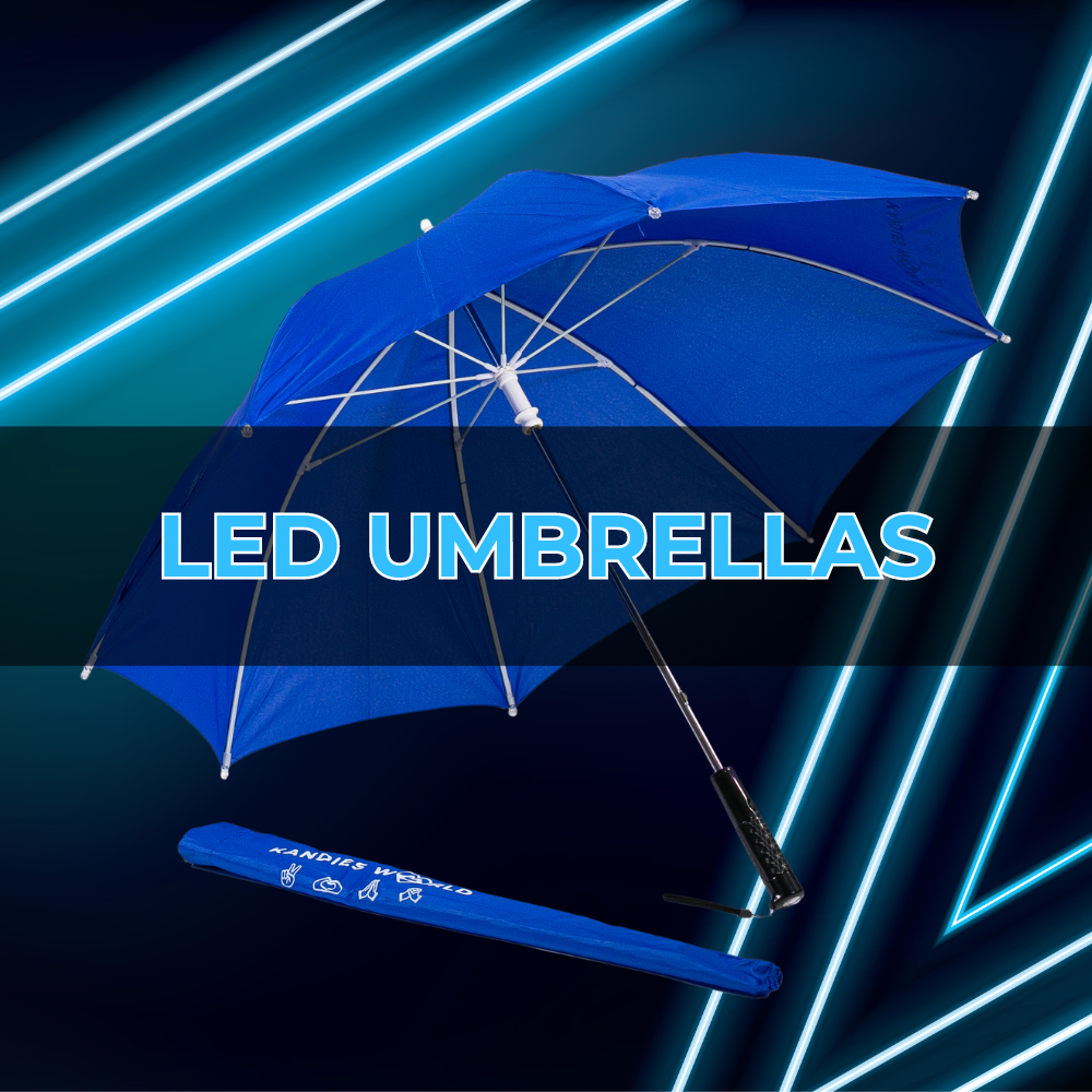 LED Festival Umbrellas & Light Up Rave Parasols | Kandies World