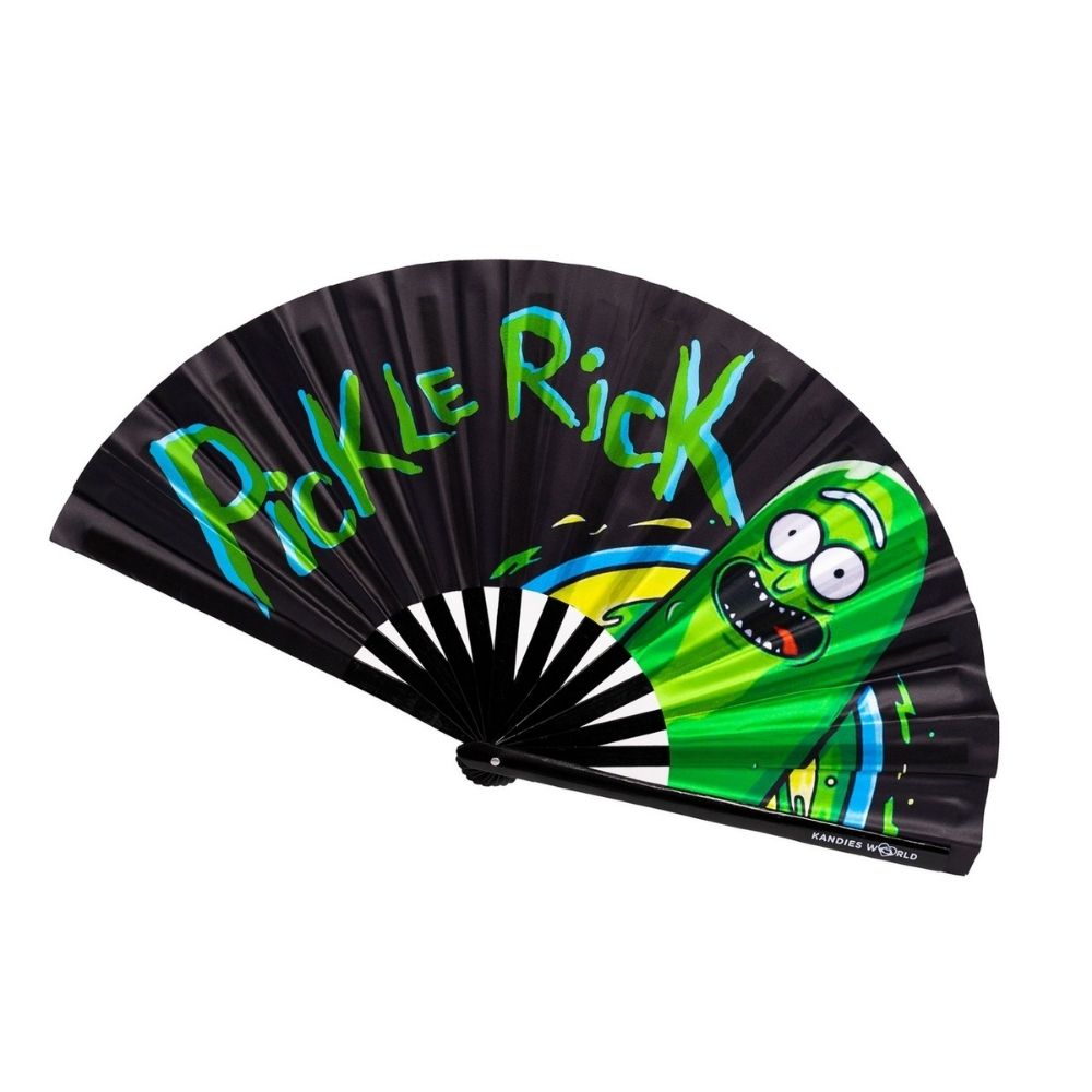 Pickle Rick Rave Fan | UV Reactive Festival Hand Fan – Kandies World