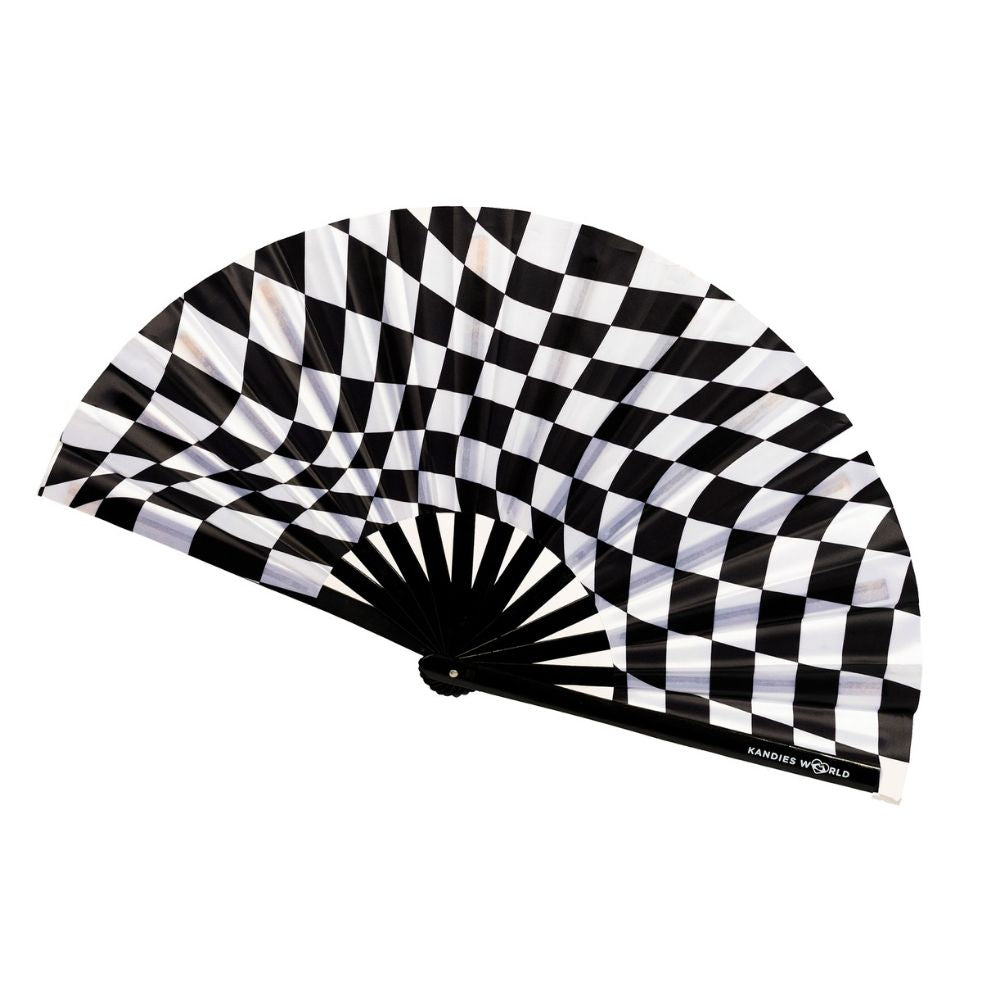 Checkered Rave Fan | UV Reactive Festival Hand Fan – Kandies World