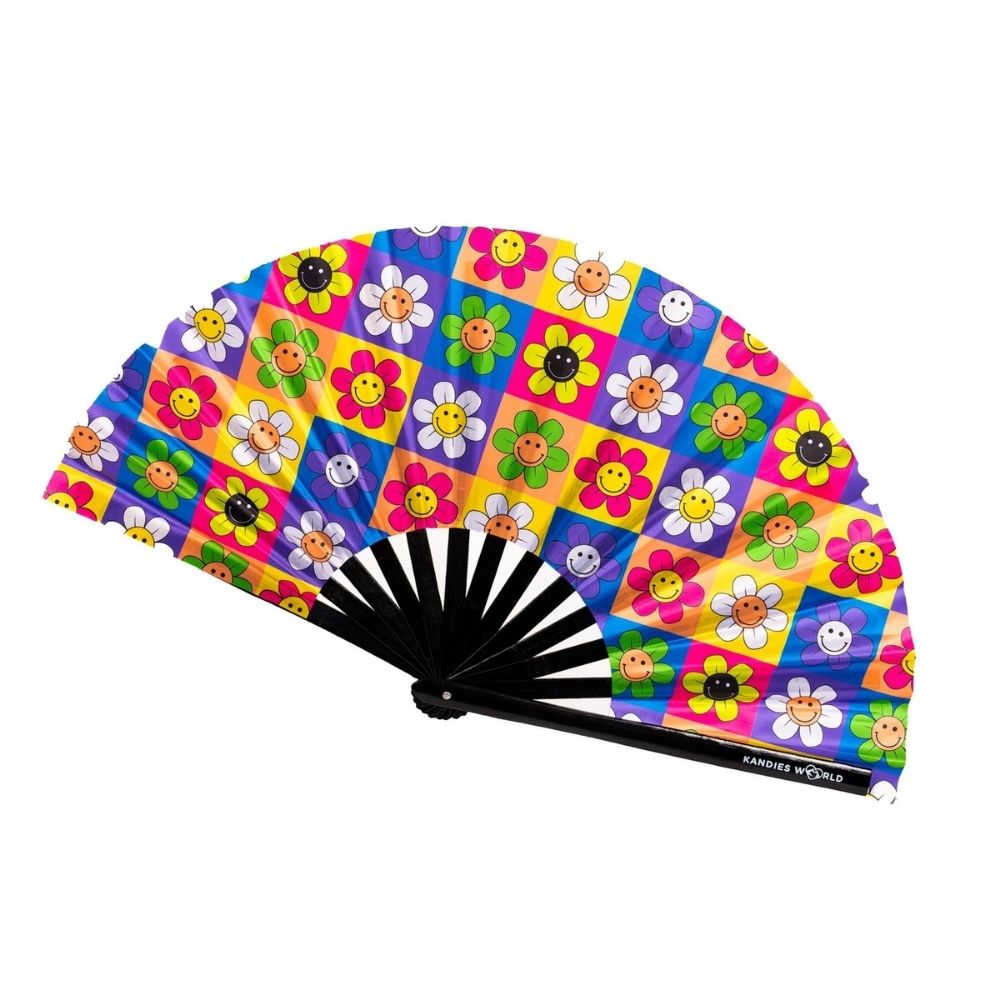 Daisy Flowers Rave Fan | UV Reactive Festival Hand Fan – Kandies World