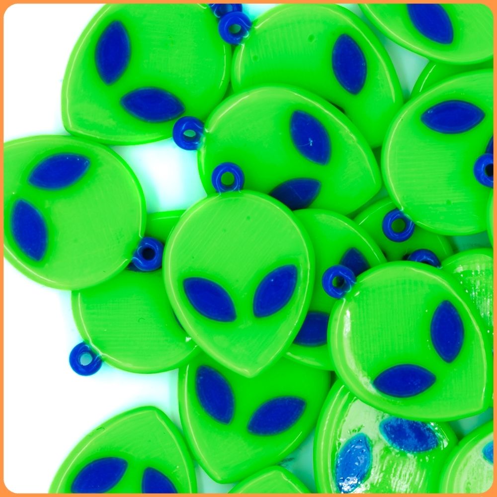 Green Alien Custom Bead Charms - Good For Jewelry, Kandi Rave Bracelet ...