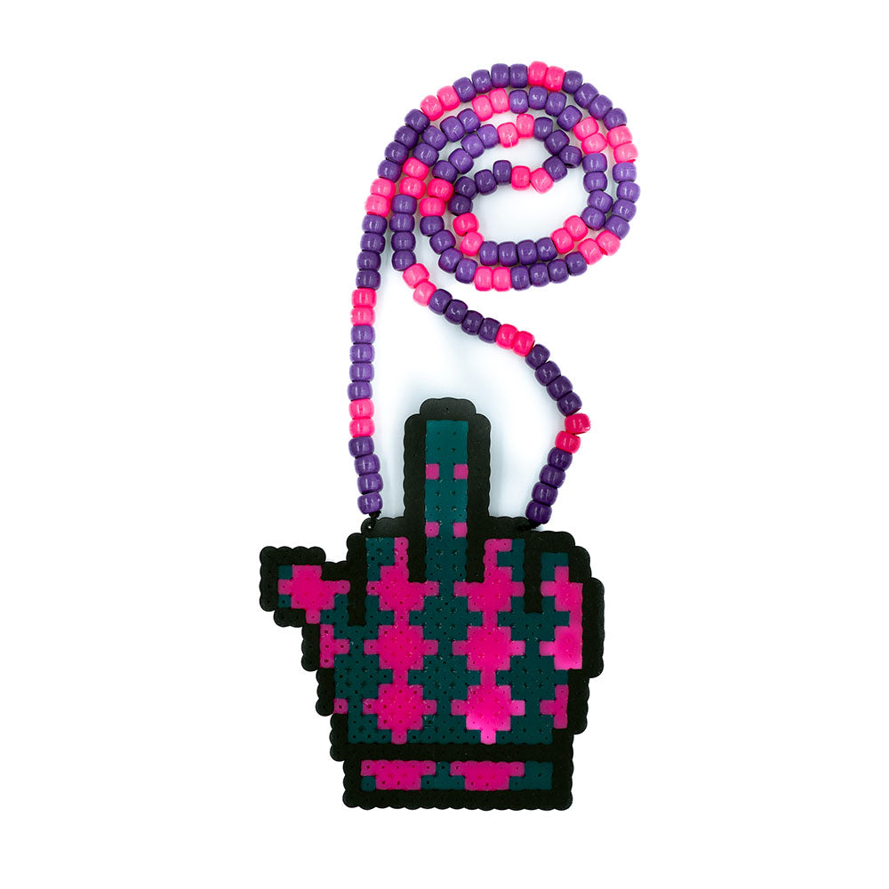 Middle Finger Big Perler Necklace | Custom | Festival Rave Jewelry ...