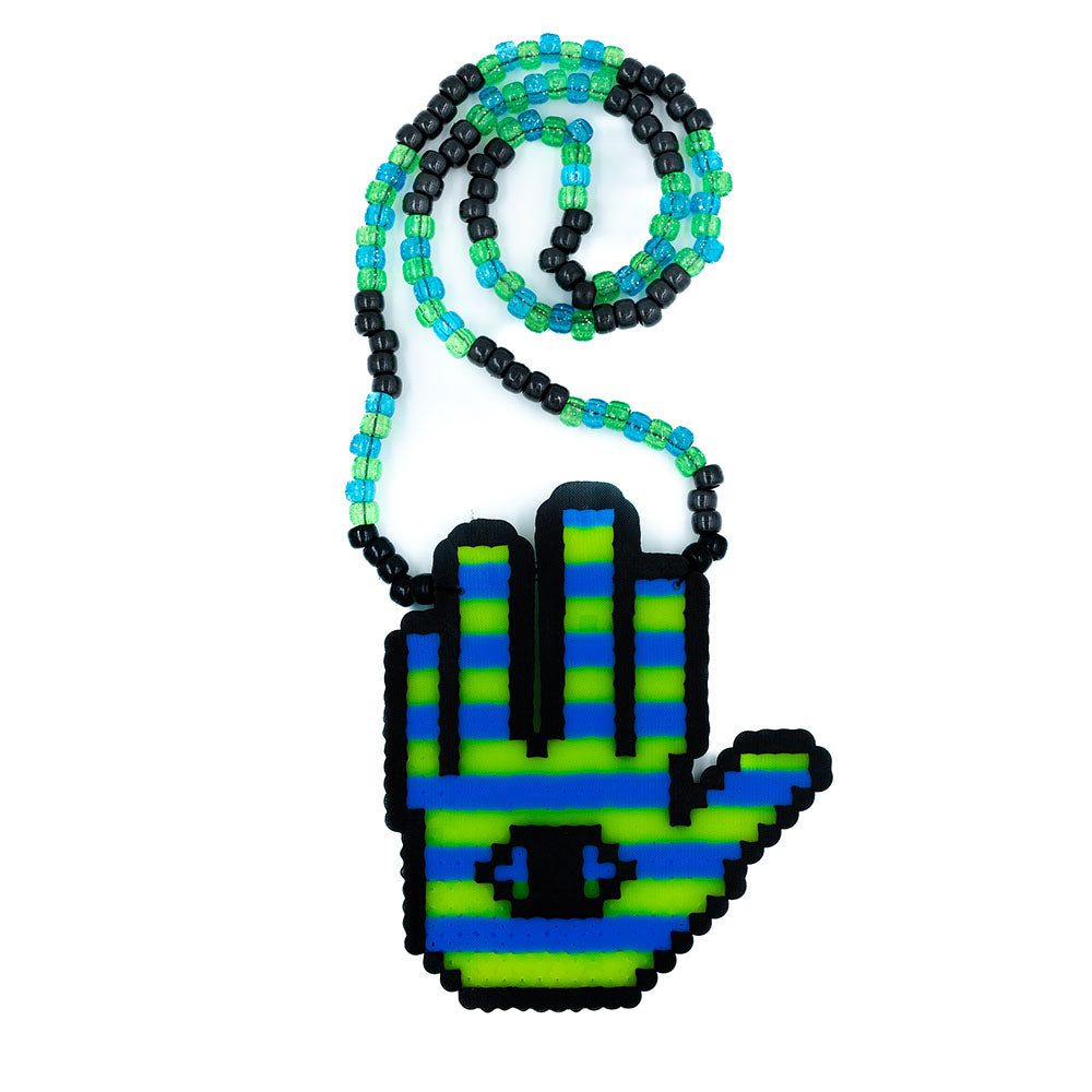 REZZ Hand - Custom Rave Perler Necklace - Kandies World