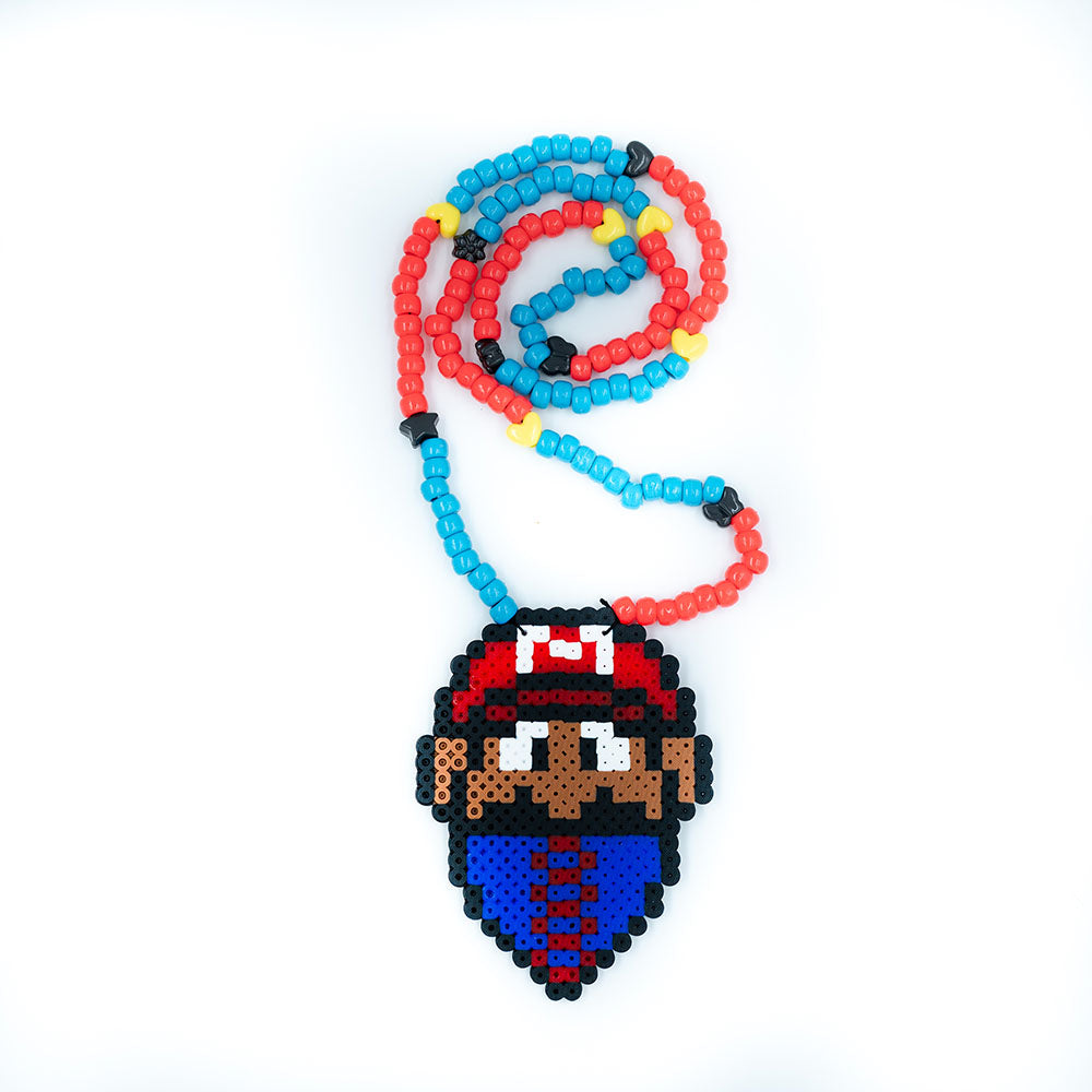 Reg Mario Bandana Perler Necklace | Video Games | Festival Rave Jewelry ...