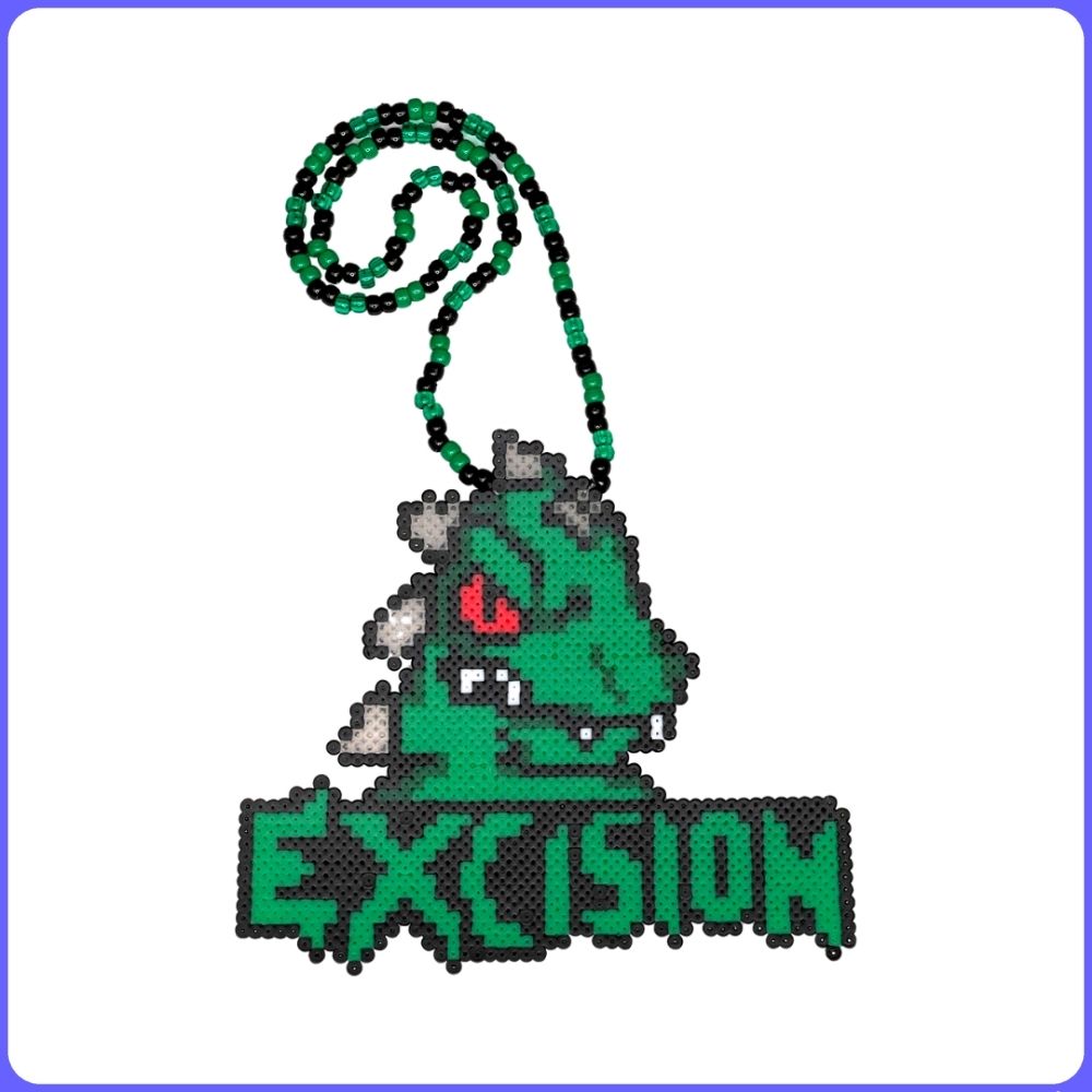 Excision Dinosaur Perler Necklace | EDM | Festival Rave Jewelry ...