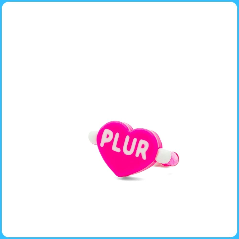 Pink PLUR Heart Kandi Ring | Festival Rave Jewelry | Handmade Bead Ring ...