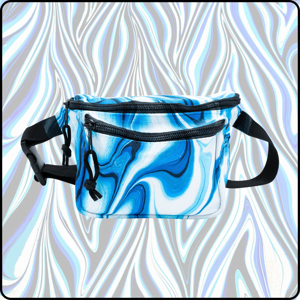 Blue Wave RGB Hydro-Dipped Fanny Pack | Festival Marble Bag – Kandies World