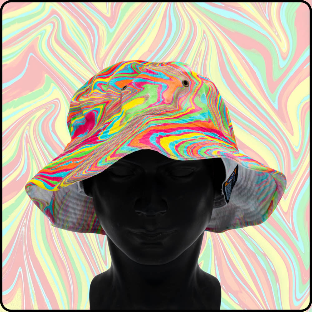 Techno Color RGB Hydro-Dipped Bucket Hat | Festival Marble Hat ...