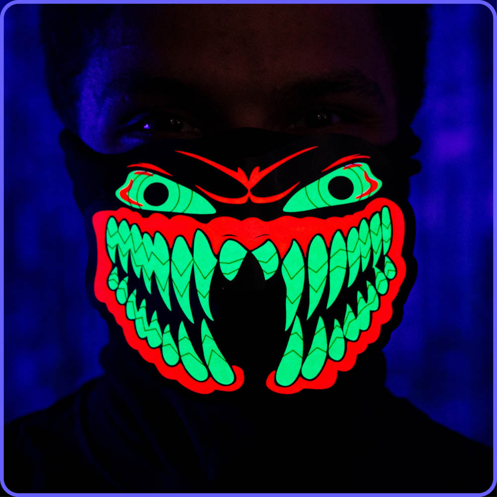 Monster LED Sound Reactive Mask | Festival Rave Face Mask | Light Up ...