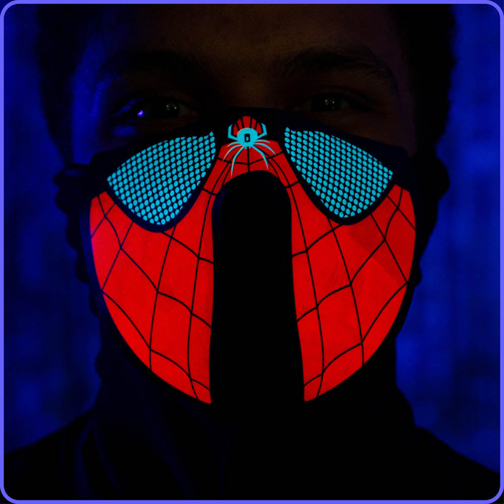 Spiderman LED Sound Reactive Mask | Festival Rave Face Mask | Light Up ...